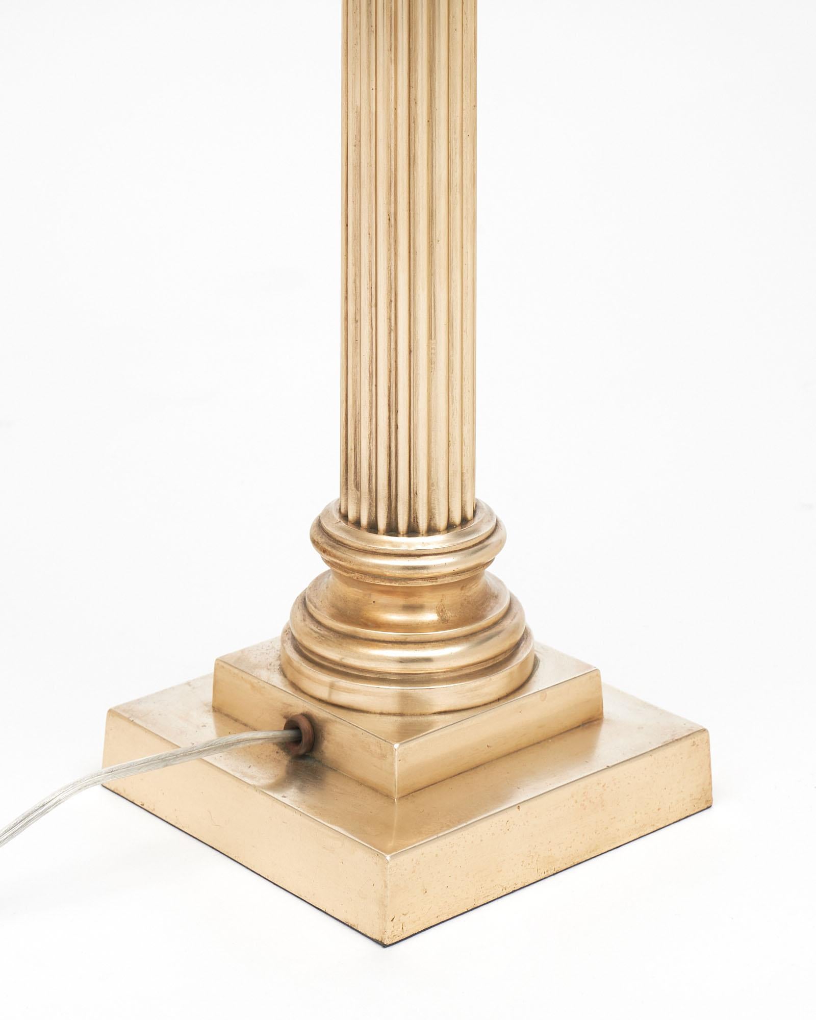 Neoclassic Brass Column Table Lamp For Sale at 1stDibs