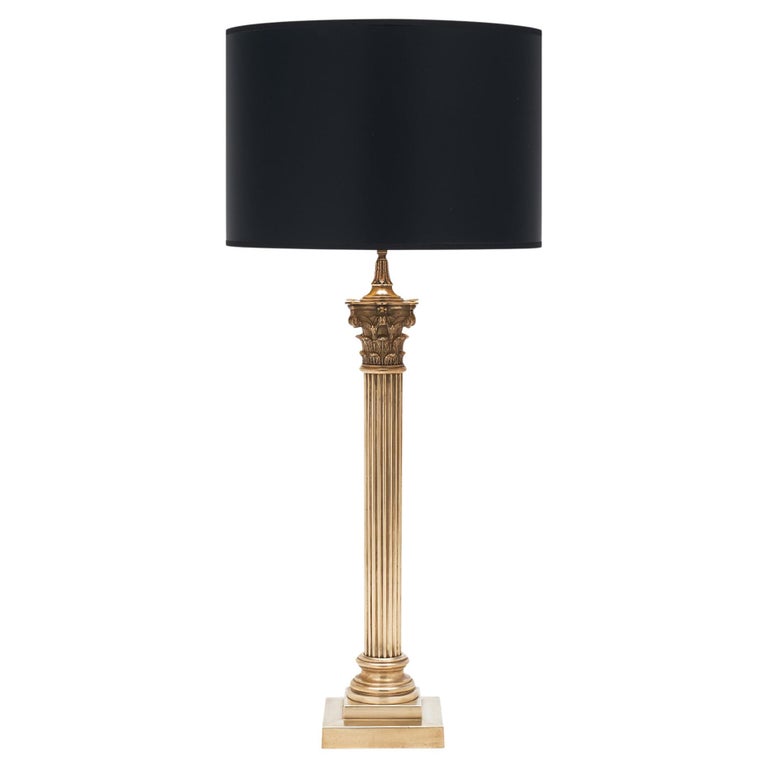 Neoclassic Brass Column Table Lamp For Sale at 1stDibs