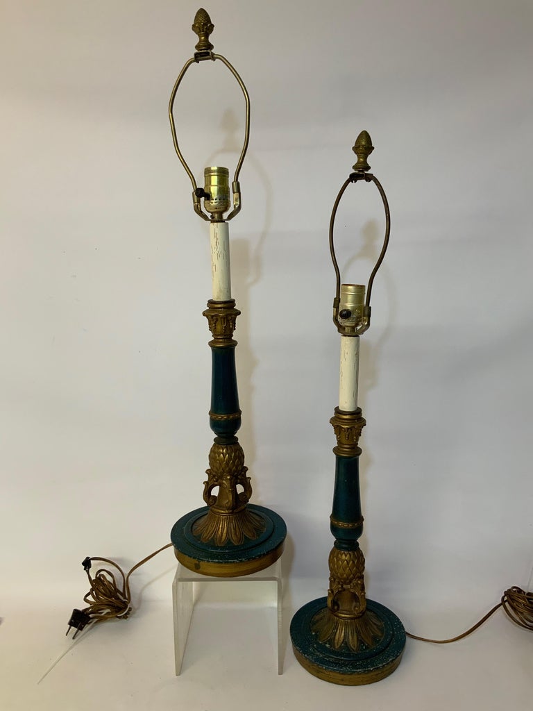 Neoclassic Style Pineapple Column Table Lamps at 1stDibs