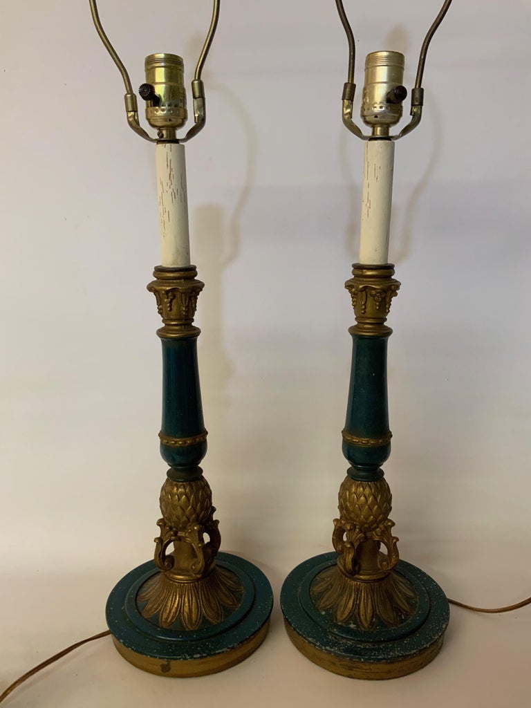 Neoclassic Style Pineapple Column Table Lamps at 1stDibs