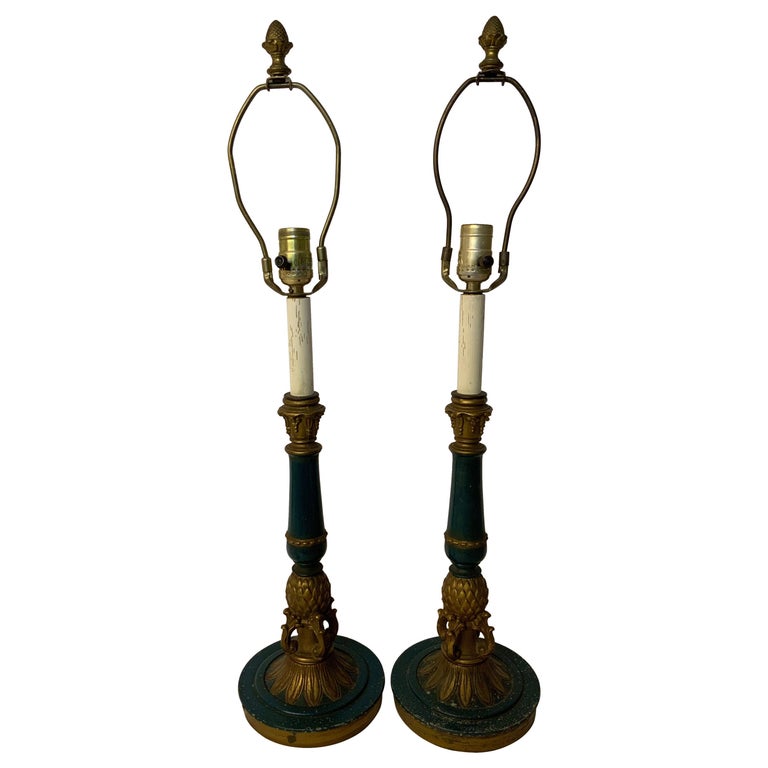 Neoclassic Style Pineapple Column Table Lamps at 1stDibs