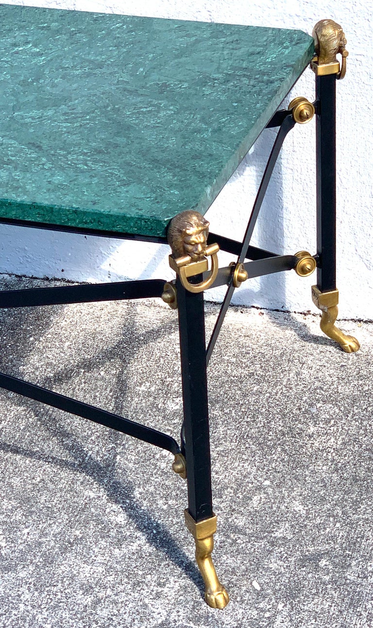 Neoclassic Verdigris Marble Top Campaign Style Coffee Table by Maitland ...