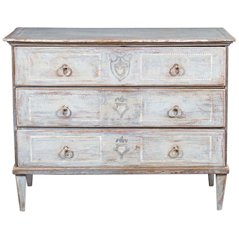 Neoclassical Antique Austrian Three-Drawer Painted Chest, circa 1830 at ...