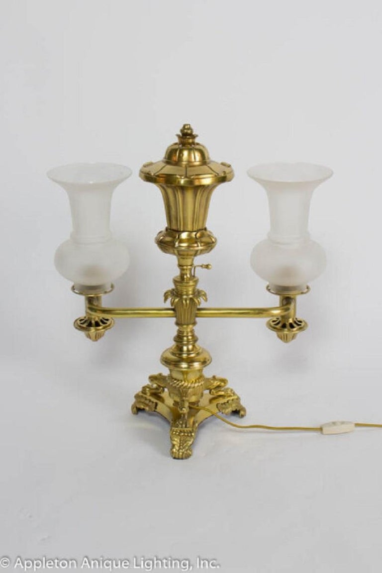 Neoclassical Antique Brass Argand Lamp For Sale at 1stDibs