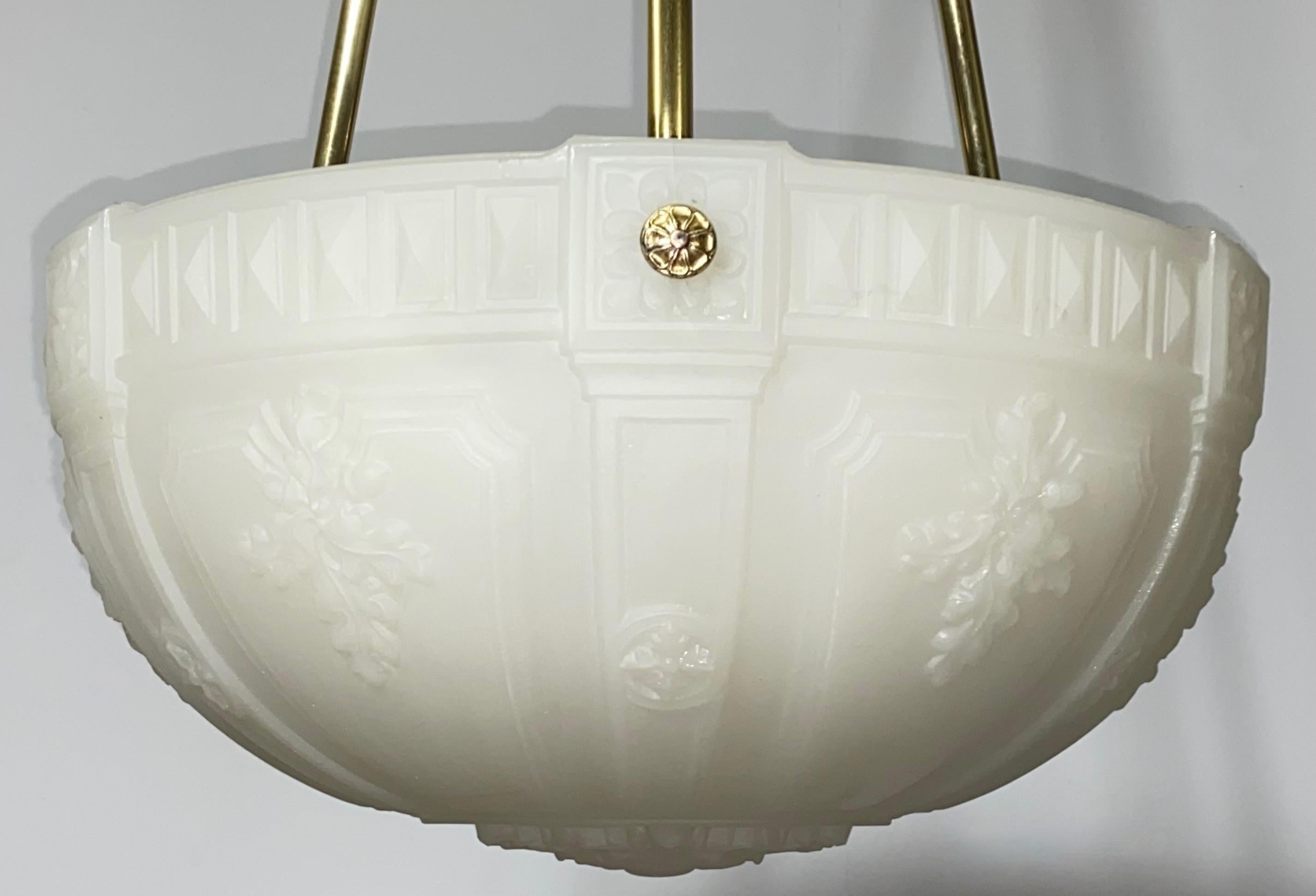 Neoclassical / Art Deco Style Calcite Glass Pendant Light Fixture ...