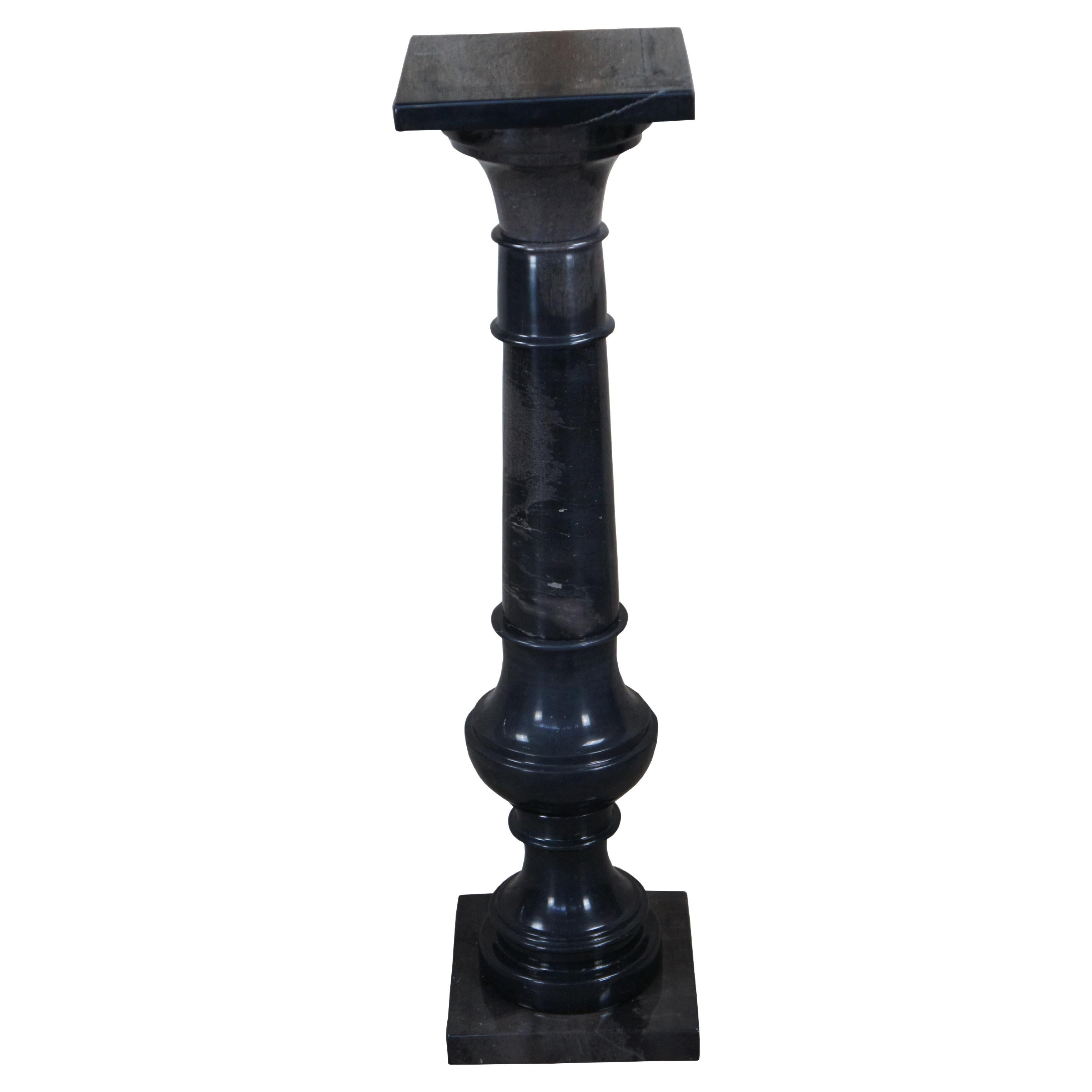 Neoclassical Black Marble Column Pillar Pedestal Sculpture Stand ...