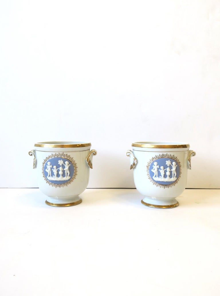 Neoclassical Blue and White Plant Flower Planter Pots Cachepots ...