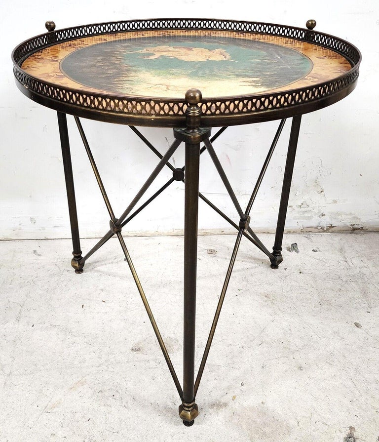 Neoclassical Brass Martini Side Table For Sale at 1stDibs