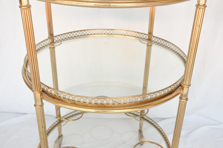 Neoclassical Brass Round Bar Cart For Sale at 1stDibs