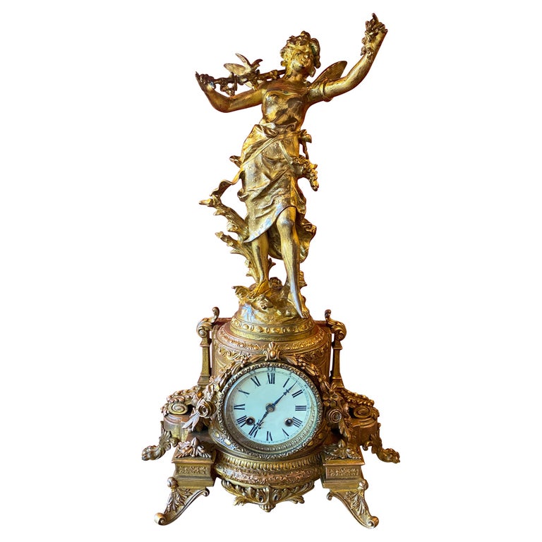 NeoClassical Bronze Mantle Clock For Sale at 1stDibs