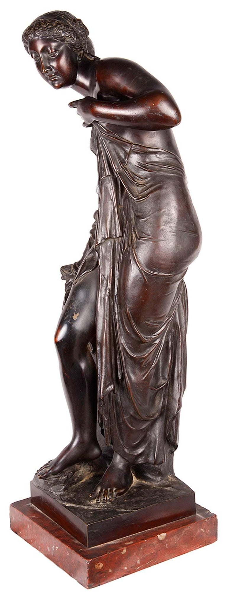 Neoclassical Bronze Statue of a Maiden by Machault For Sale at 1stDibs
