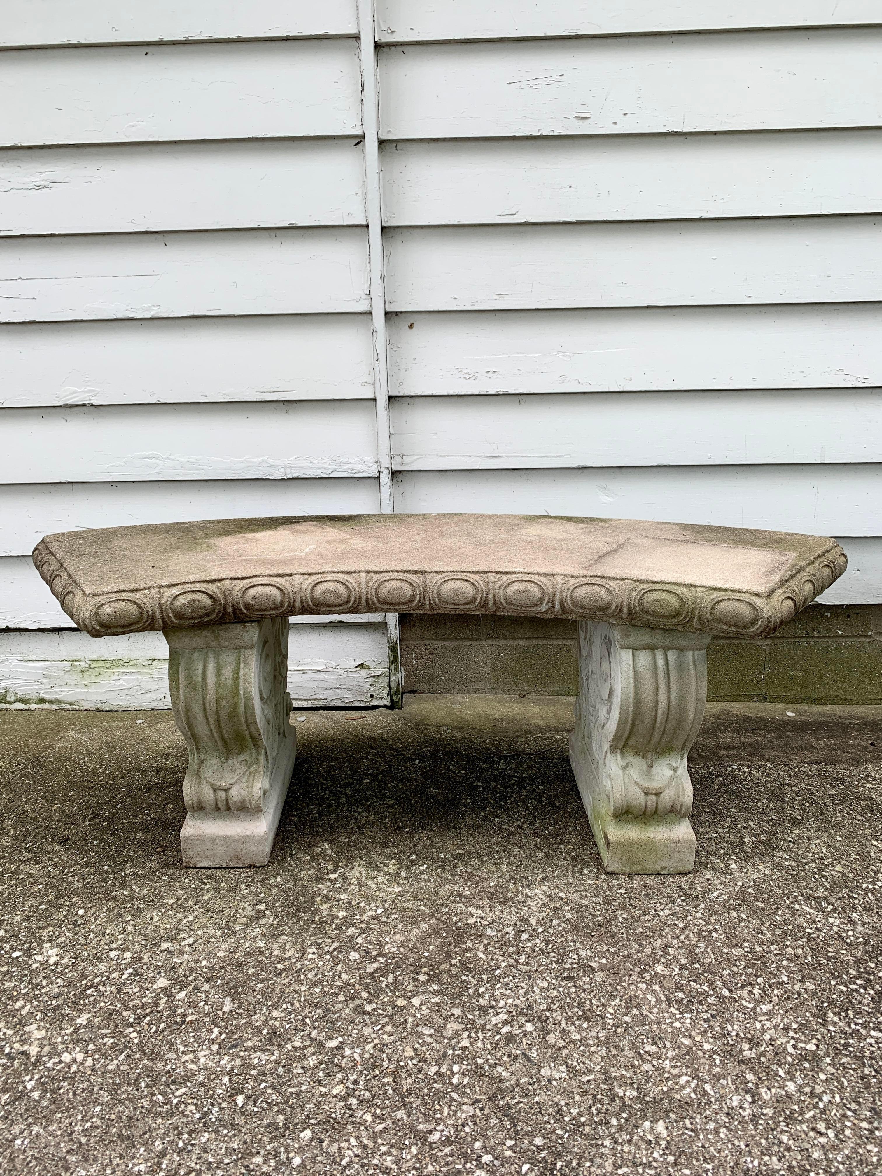 Neoclassical Cast Stone Curved Garden Bench at 1stDibs