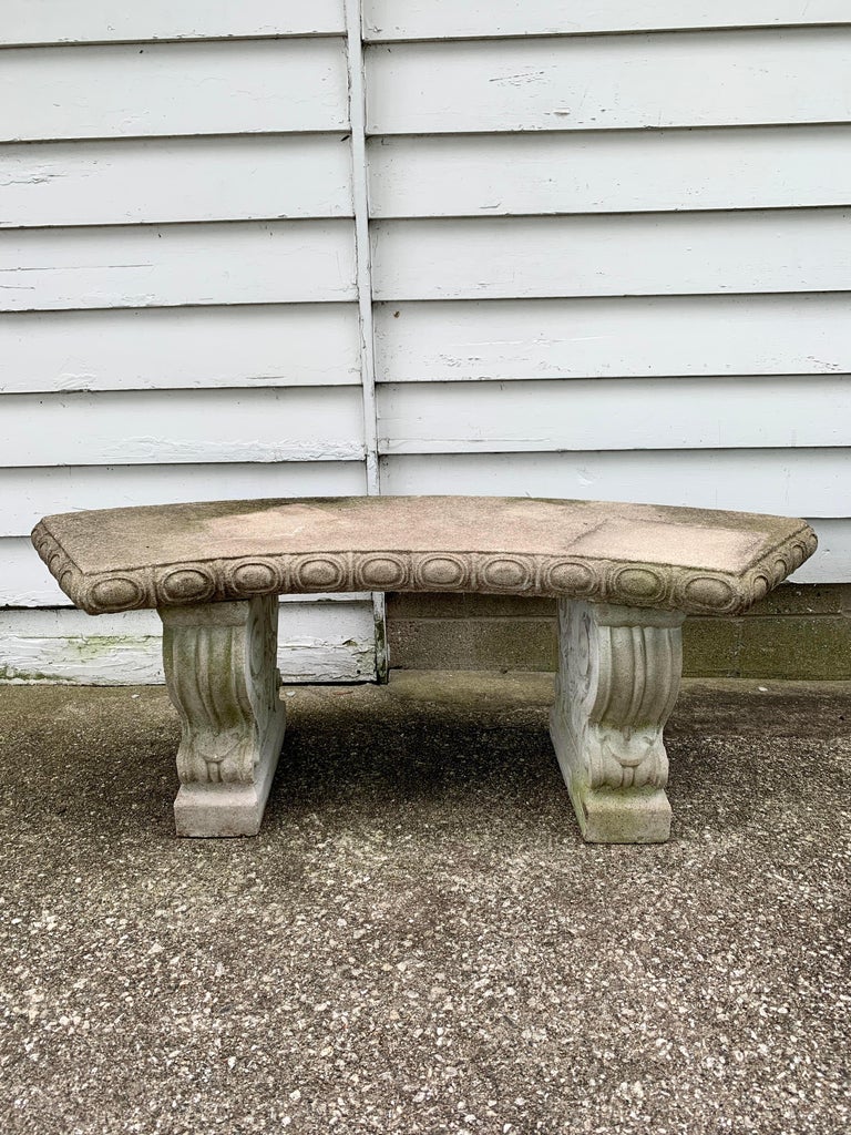 Neoclassical Cast Stone Curved Garden Bench For Sale at 1stDibs