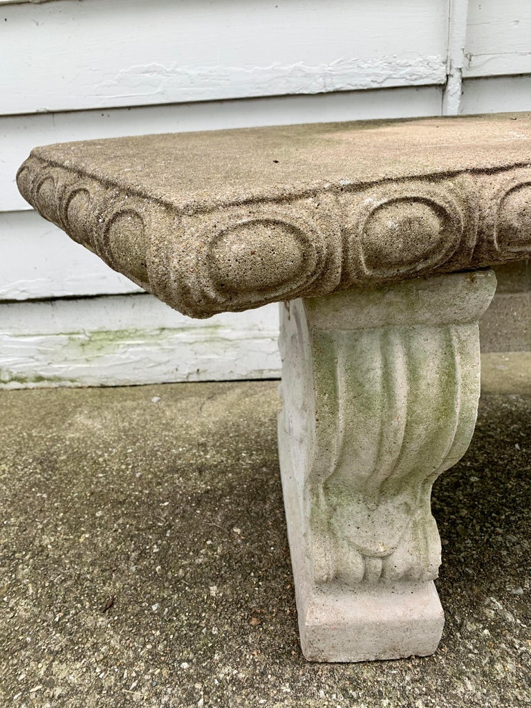 Neoclassical Cast Stone Curved Garden Bench For Sale at 1stDibs