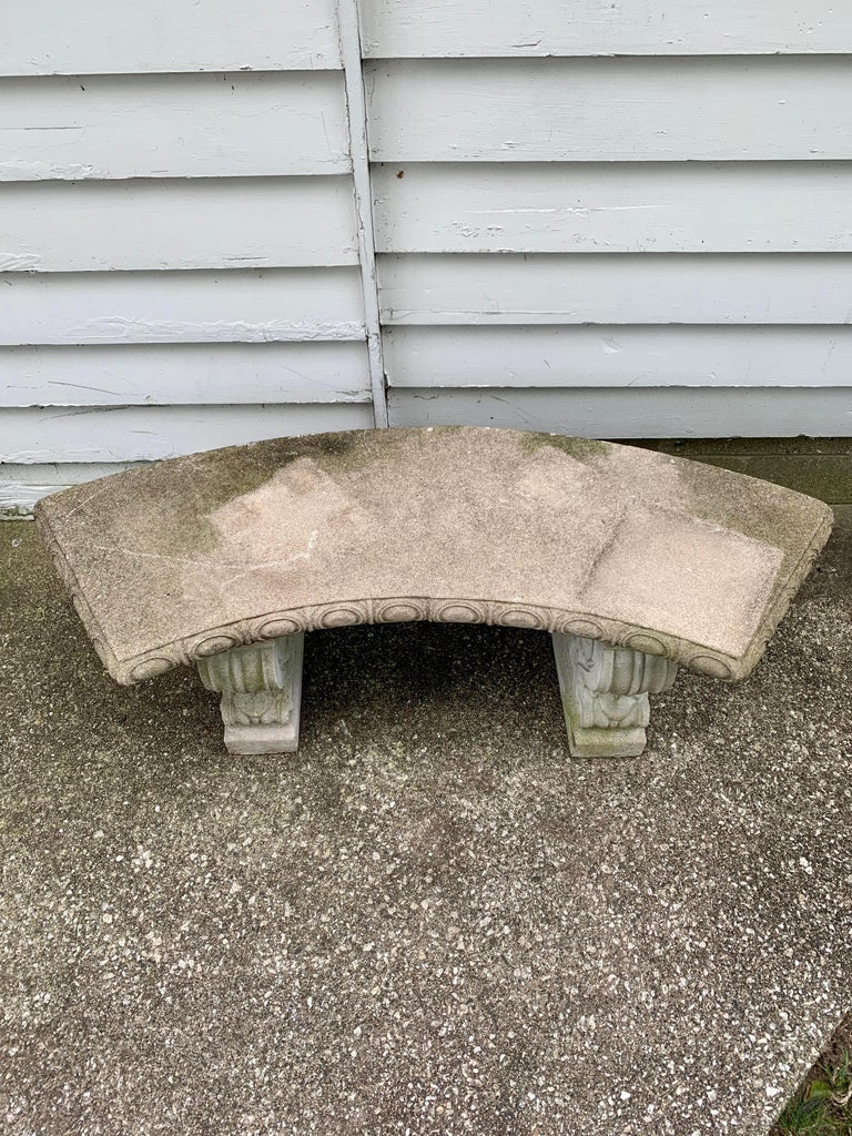 Neoclassical Cast Stone Curved Garden Bench For Sale at 1stDibs