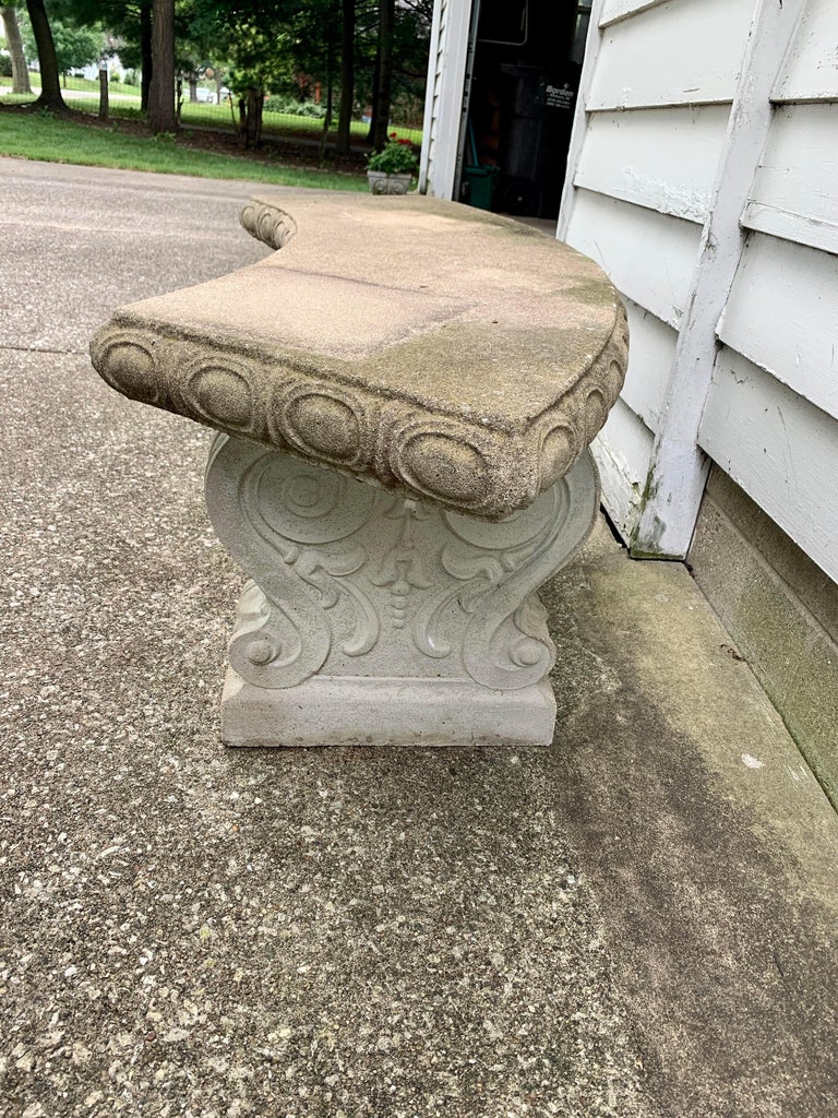 Neoclassical Cast Stone Curved Garden Bench For Sale at 1stDibs