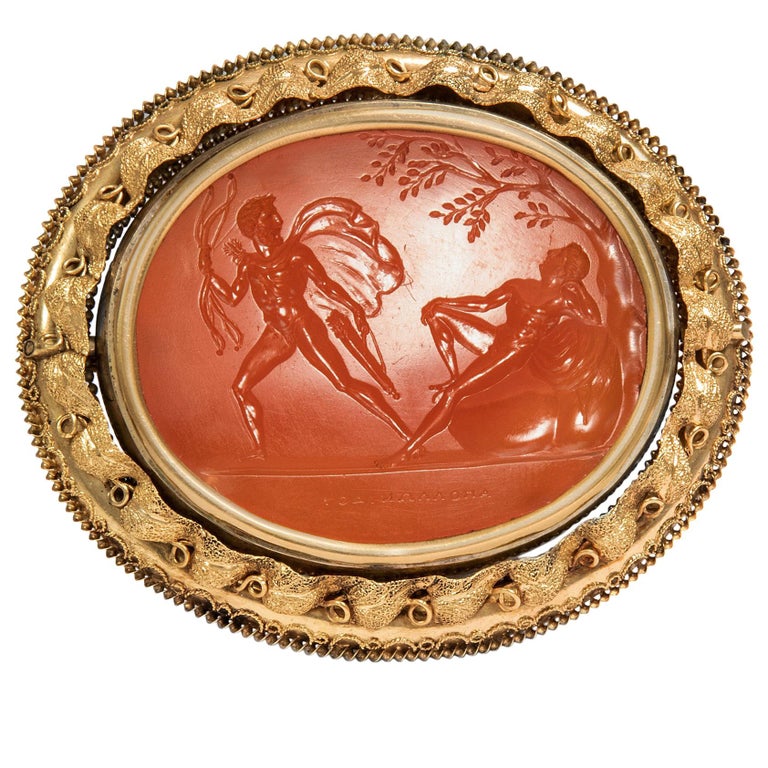 Neoclassical circa 1815 Carnelian Intaglio Peleus Brooch, Poniatowski ...