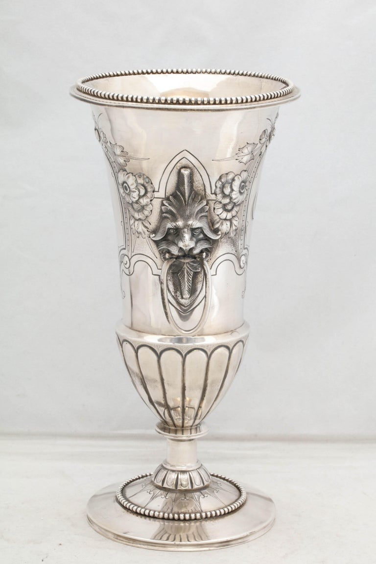 Neoclassical Coin Silver Pedestal Based Vase by Wood and Hughes at ...