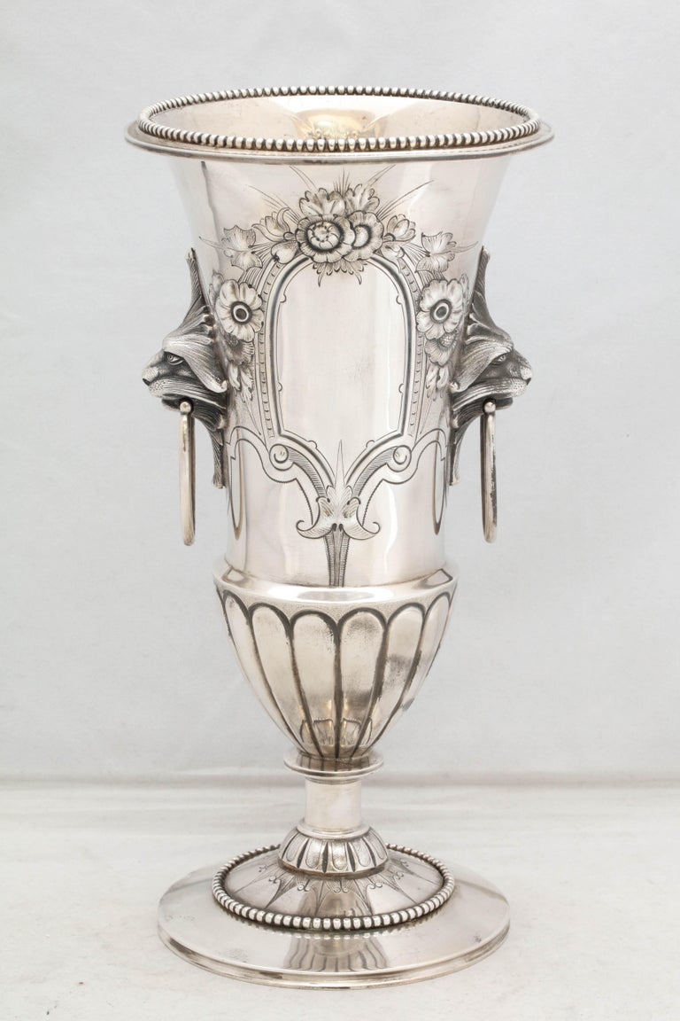 Neoclassical Coin Silver Pedestal Based Vase by Wood and Hughes at ...