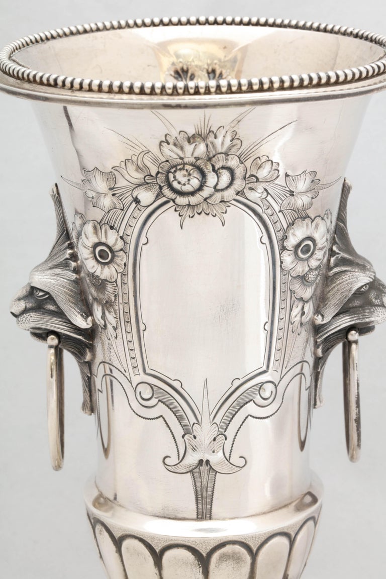 Neoclassical Coin Silver Pedestal Based Vase by Wood and Hughes at ...