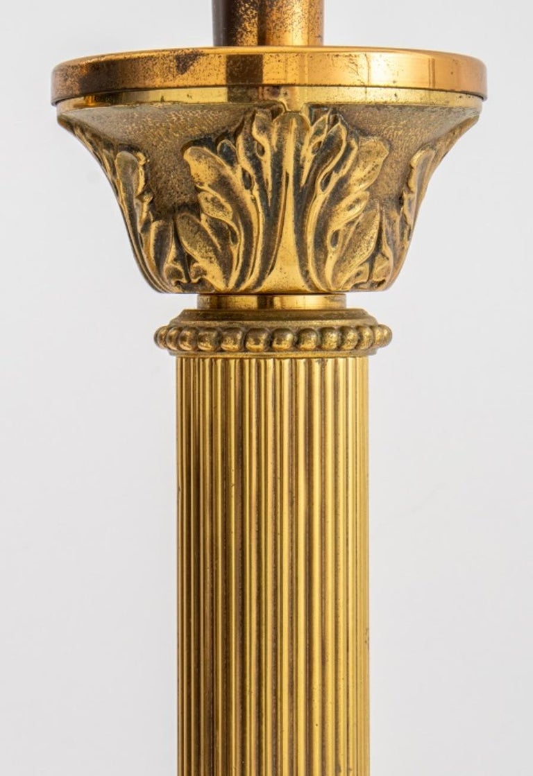Neoclassical Corinthian Column Brass Lamp, Pair For Sale at 1stDibs