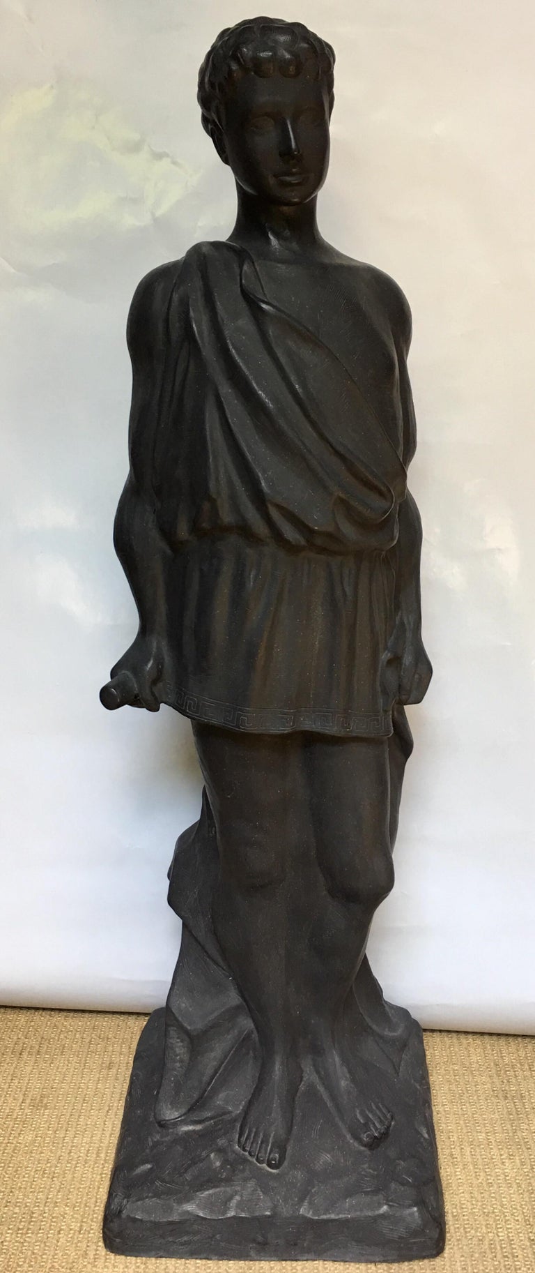 Neoclassical Draped Roman Male Sculpture Figure with Greek Key Motif at ...