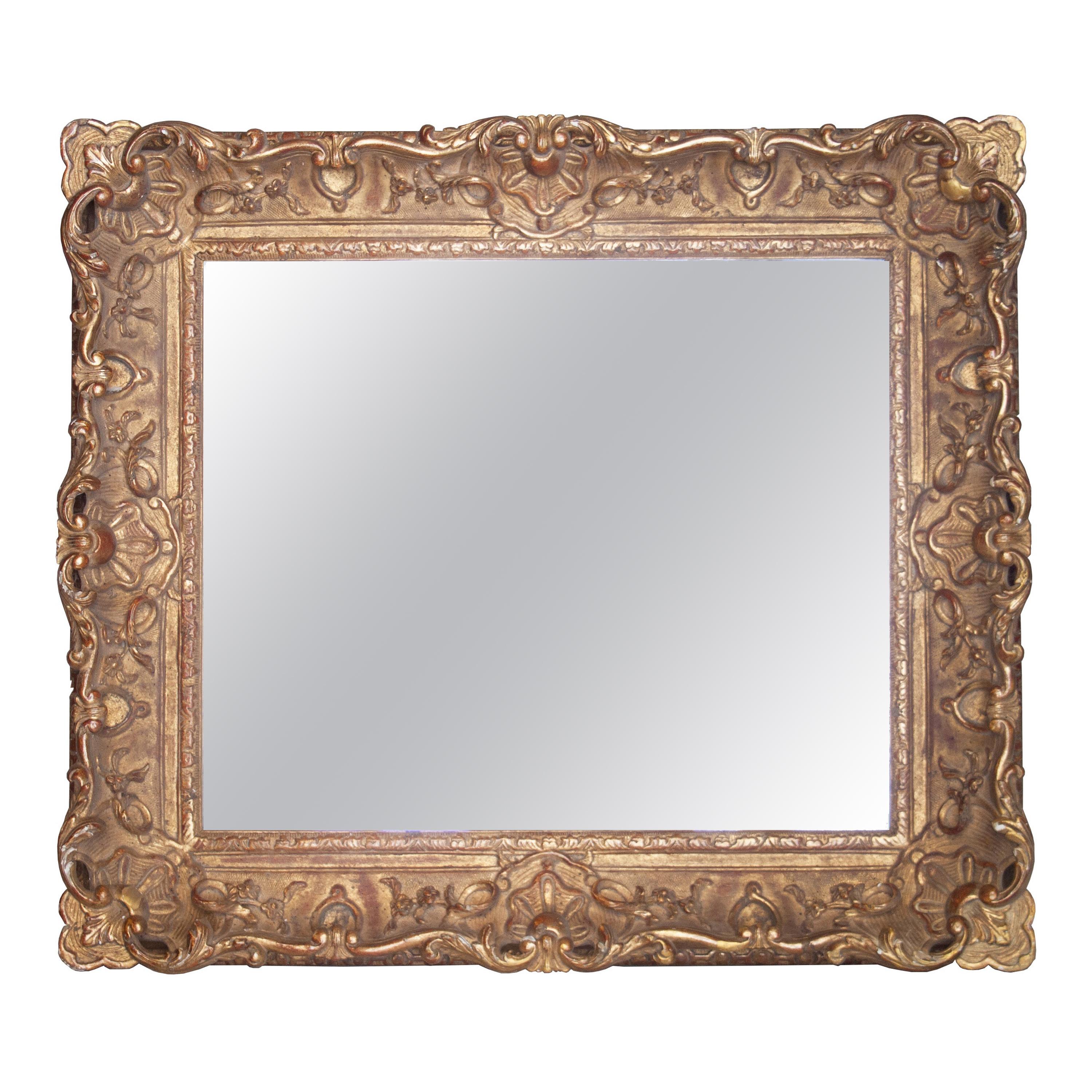 Neoclassical Empire Rectangular Gold Hand Carved Wooden Mirror, Spain ...