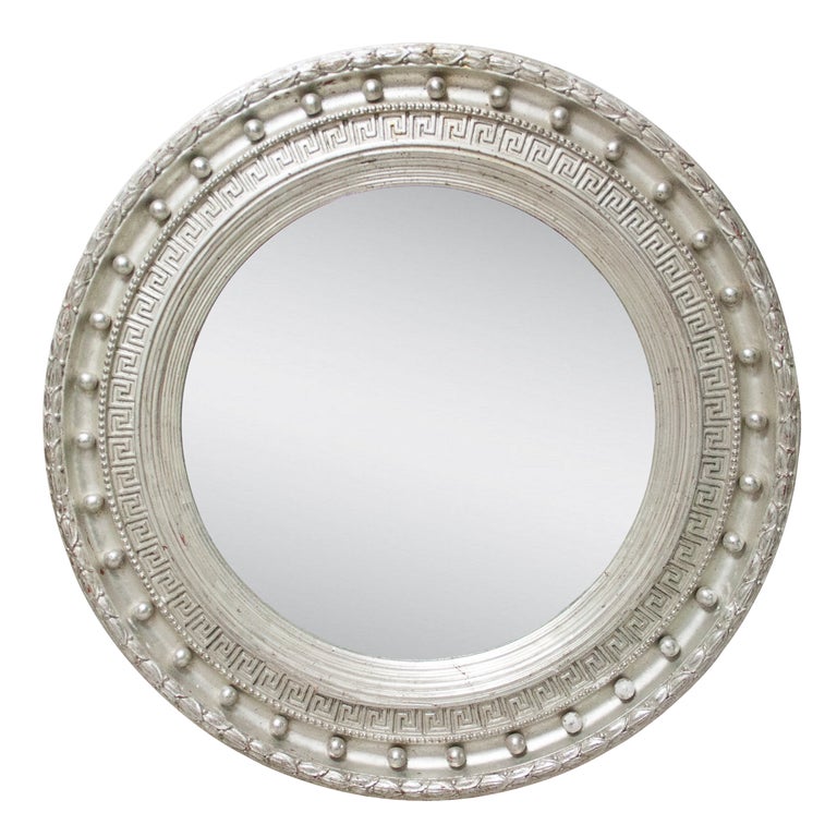 Neoclassical Empire Round Silver Hand Carved Wooden Mirror For Sale at ...