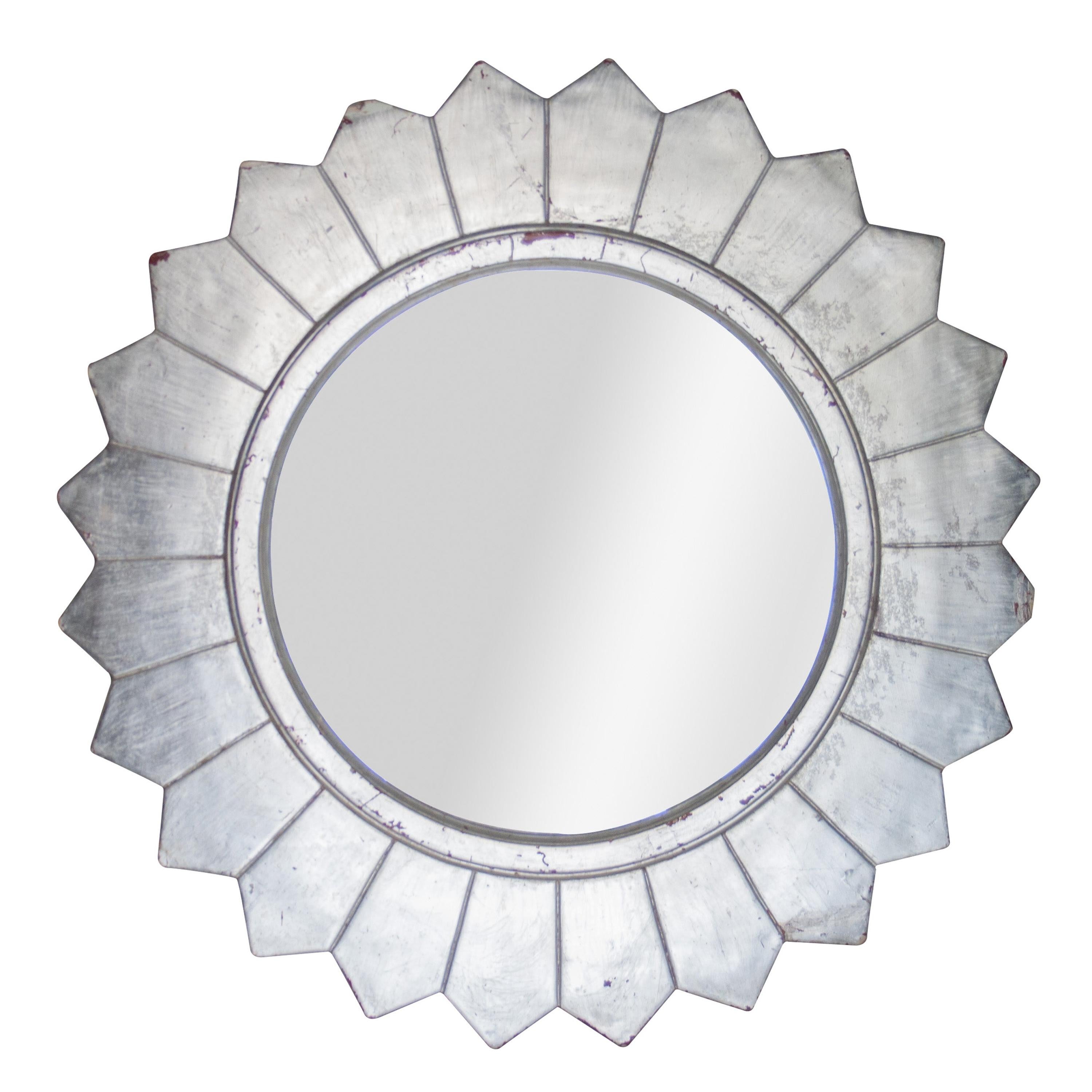 Neoclassical Empire Style Round Silver Wooden Mirror, Spain, 1970 For ...