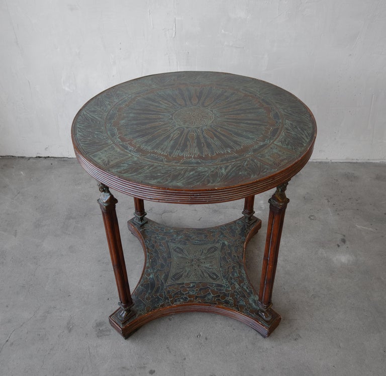 Neoclassical Etched Bronze Round Occasional Table For Sale at 1stDibs