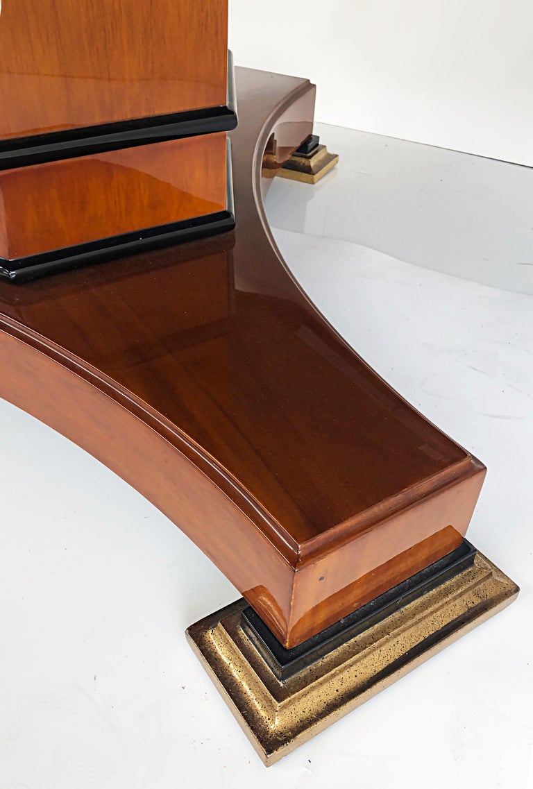 Neoclassical Expanding French Polish Dining Table, Gold Leaf and ...