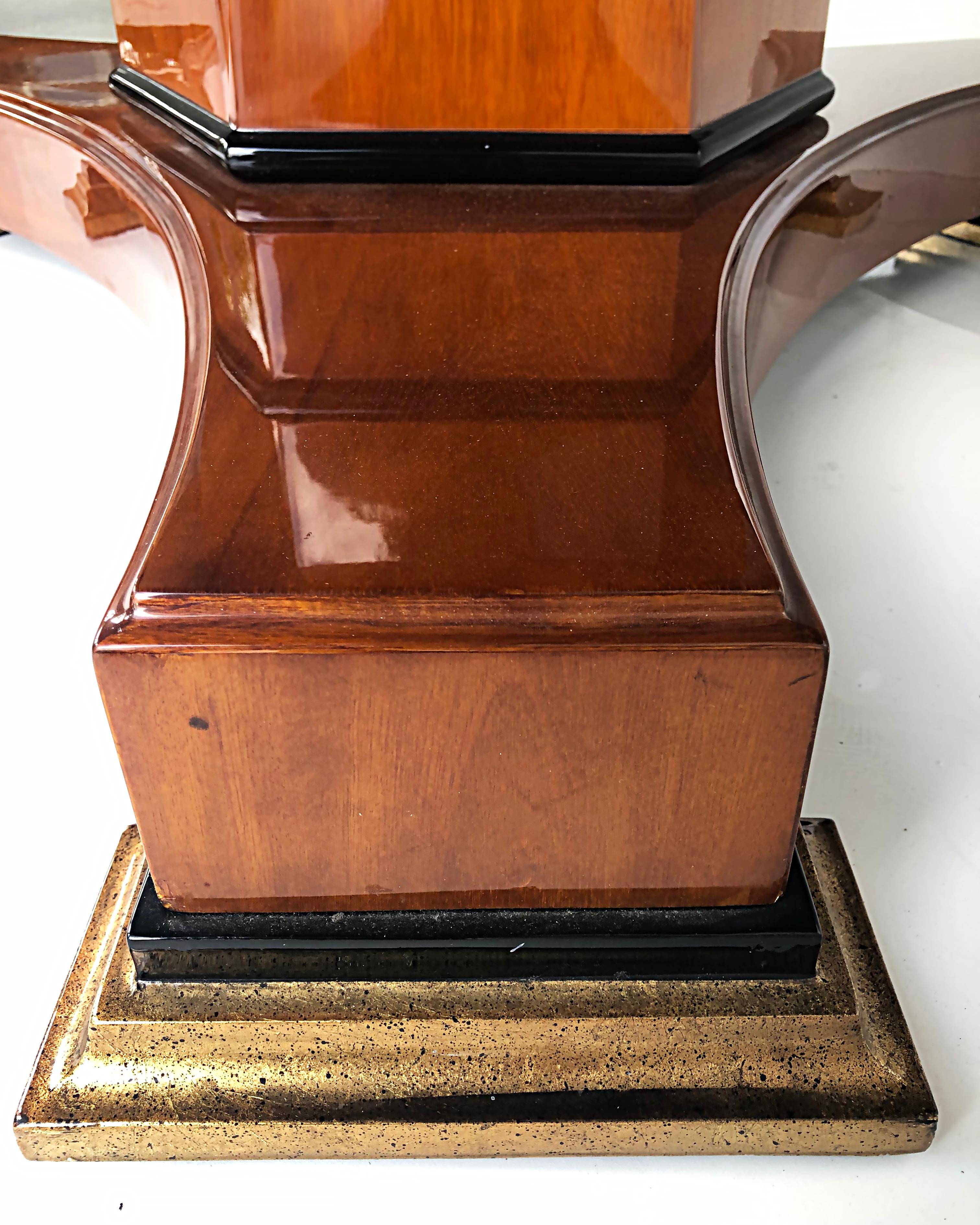 Neoclassical Expanding French Polish Dining Table, Gold Leaf and ...