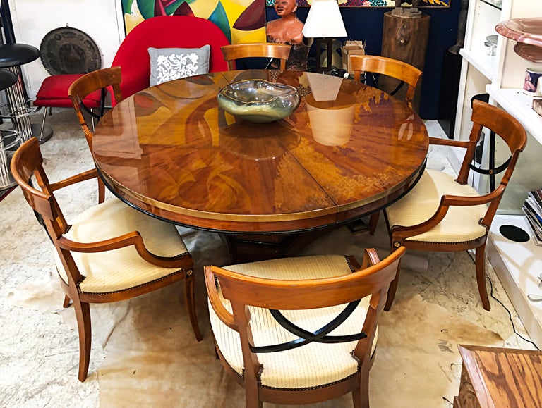 Neoclassical Expanding French Polish Dining Table, Gold Leaf and ...