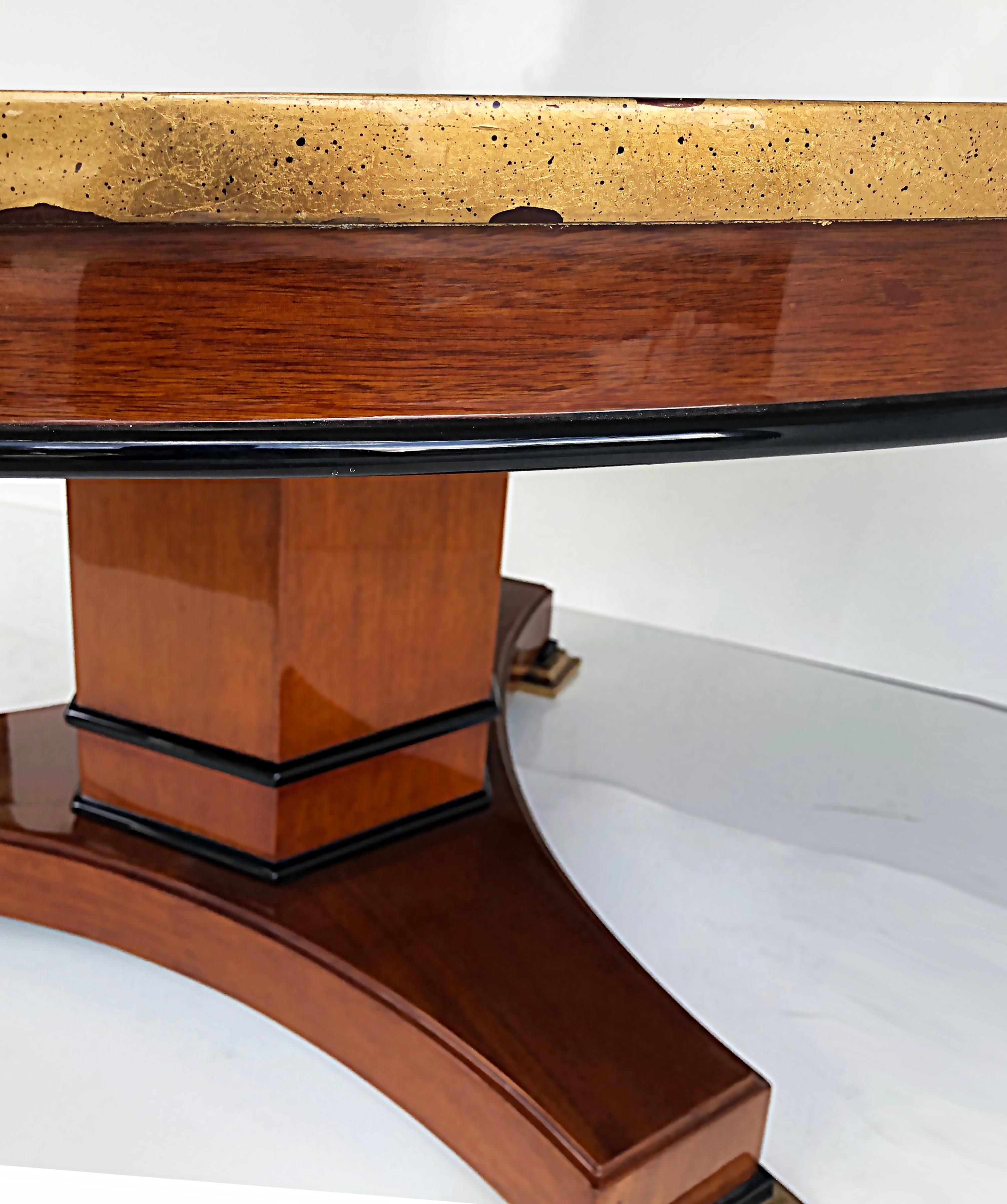 Neoclassical Expanding French Polish Dining Table, Gold Leaf and ...