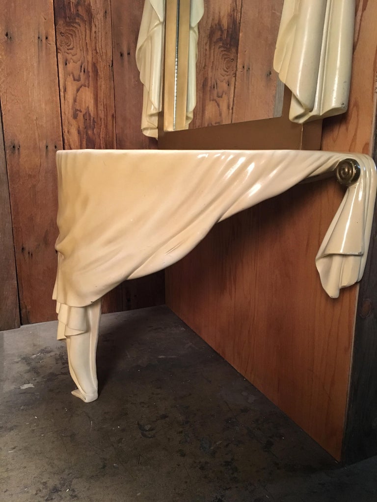 Neoclassical Faux Draped Console with Mirror at 1stDibs