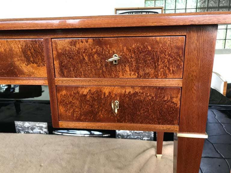 Neoclassical Fench Art Deco Writing Table, Bronze Feet, Brass Strips ...