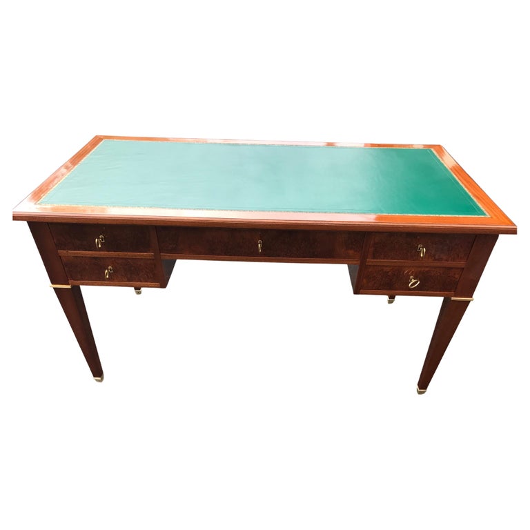 Neoclassical Fench Art Deco Writing Table, Bronze Feet, Brass Strips ...