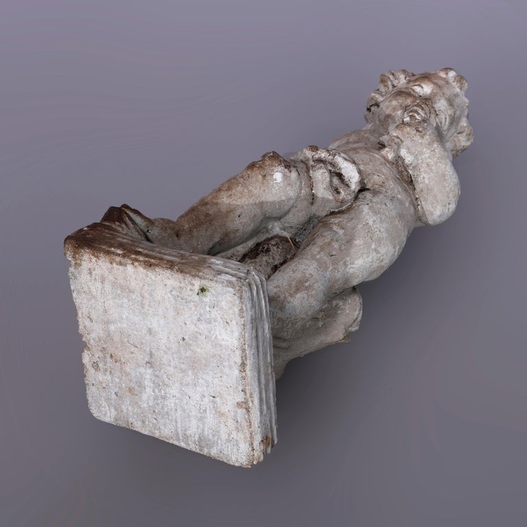 Neoclassical Figural Cast Hard Stone Garden Statue, Cherub with Flower ...