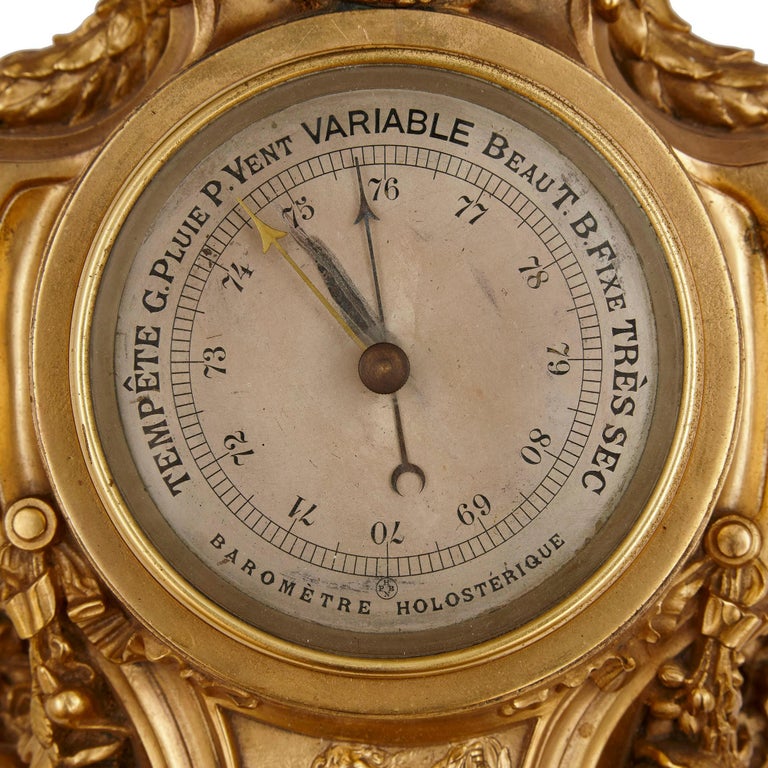 Neoclassical Gilt Bronze Clock and Barometer Set by Maison Mottheau at ...