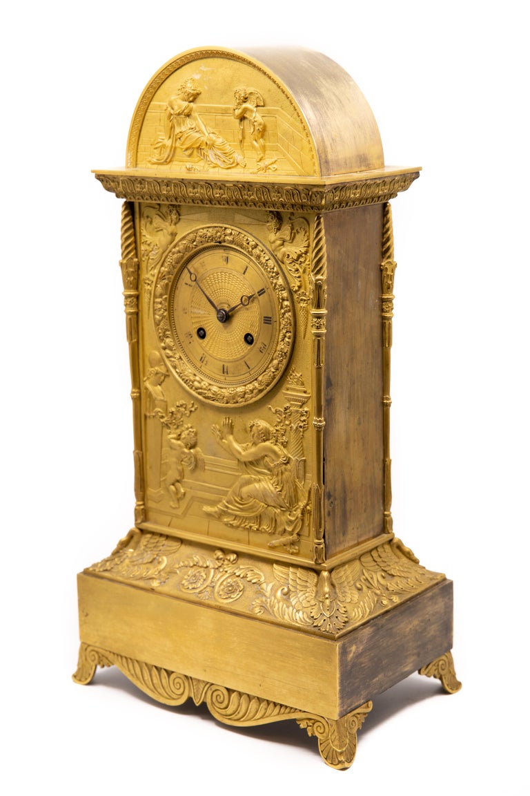 Neoclassical Gilt Bronze Mantel Clock For Sale at 1stDibs