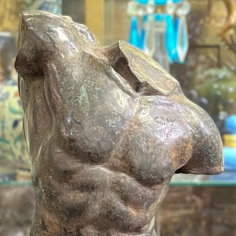 Neoclassical Greco-Roman Bronze Male Torso Sculpture For Sale at 1stDibs