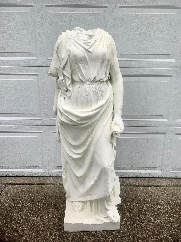 Neoclassical Greek Goddess Life-Size Cast Stone Statue For Sale at 1stDibs