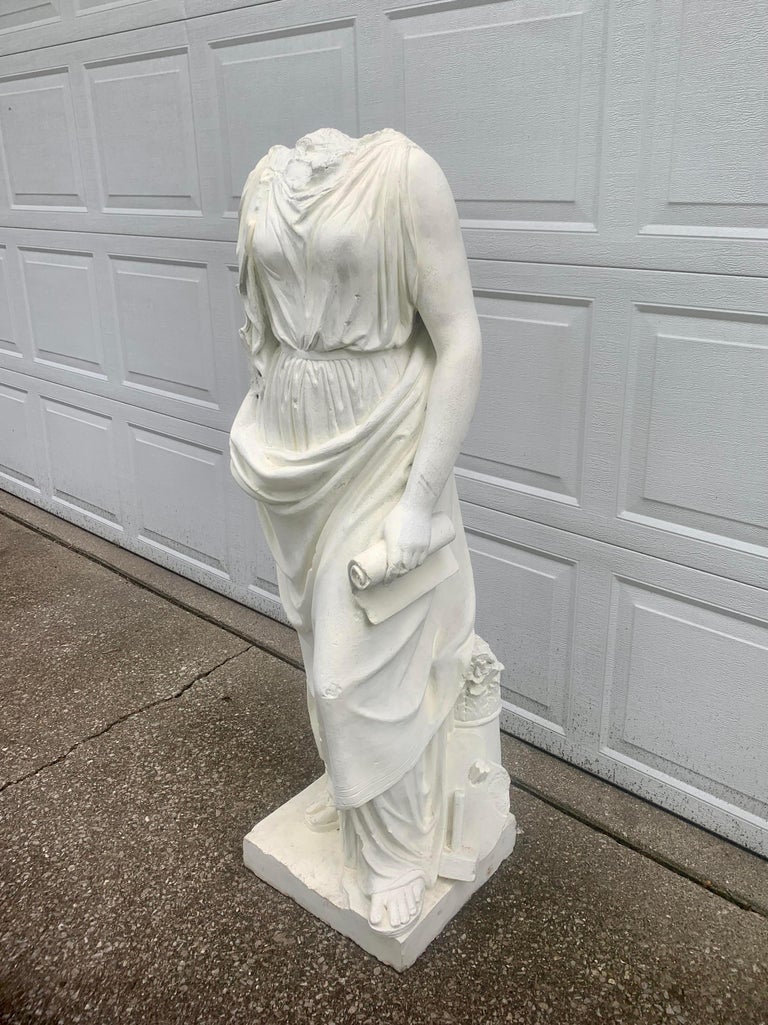 Neoclassical Greek Goddess Life-Size Cast Stone Statue For Sale at 1stDibs