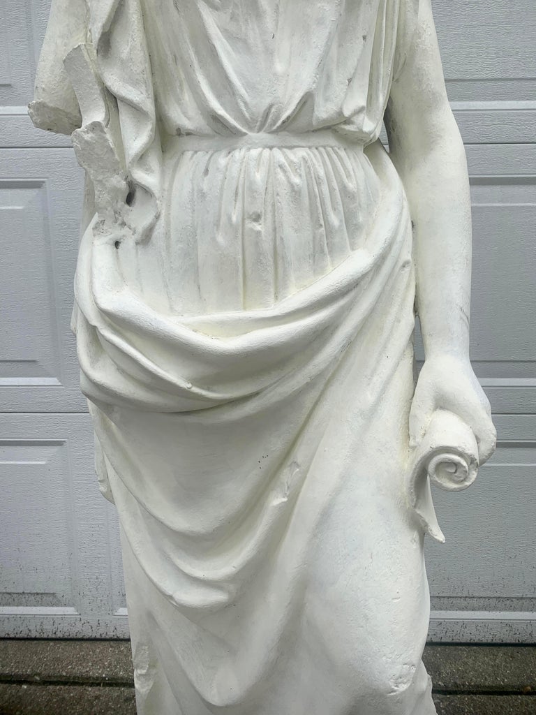 Neoclassical Greek Goddess Life-Size Cast Stone Statue For Sale at 1stDibs