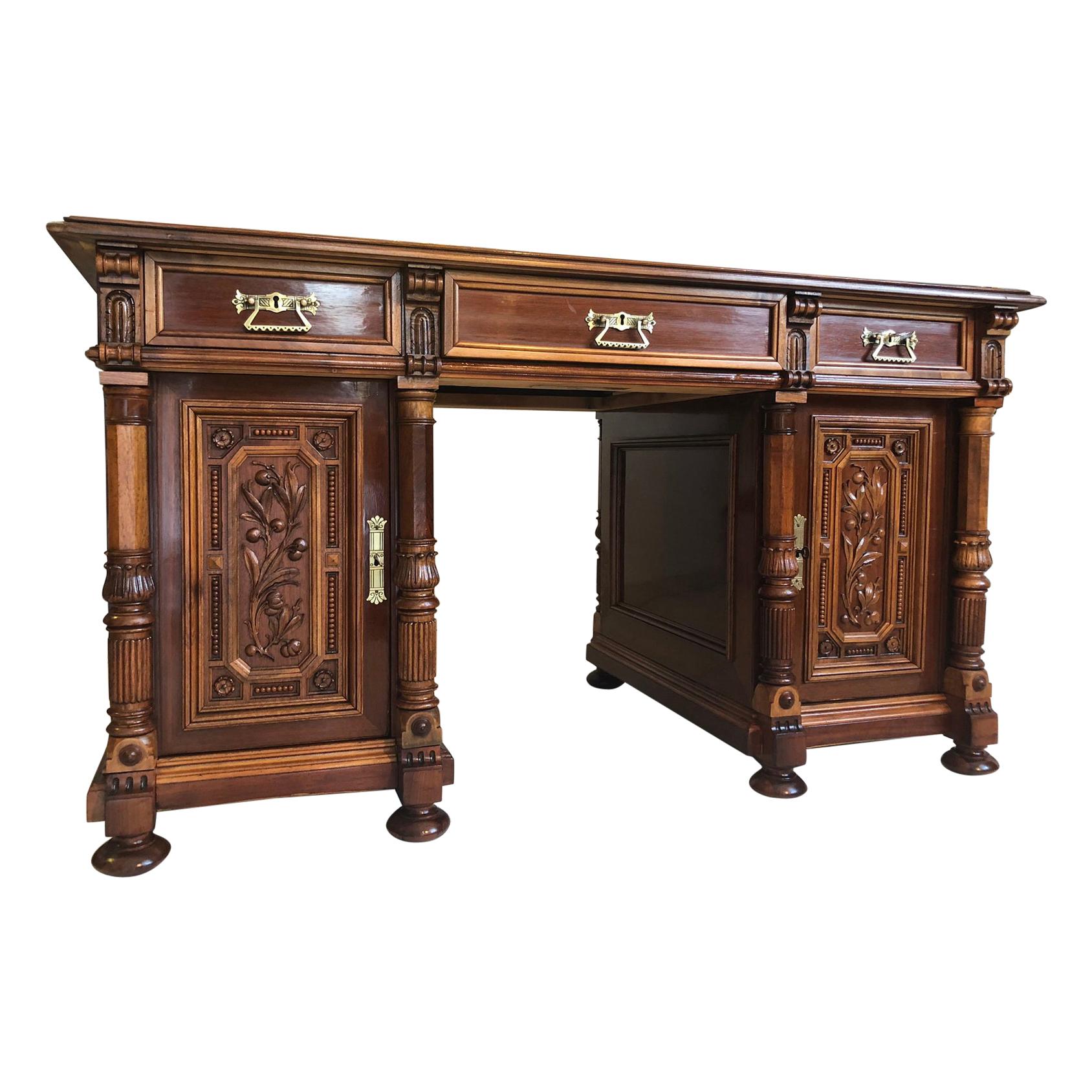 Neoclassical Gründerzeit Writing Table with Columns, 1870s For Sale at ...