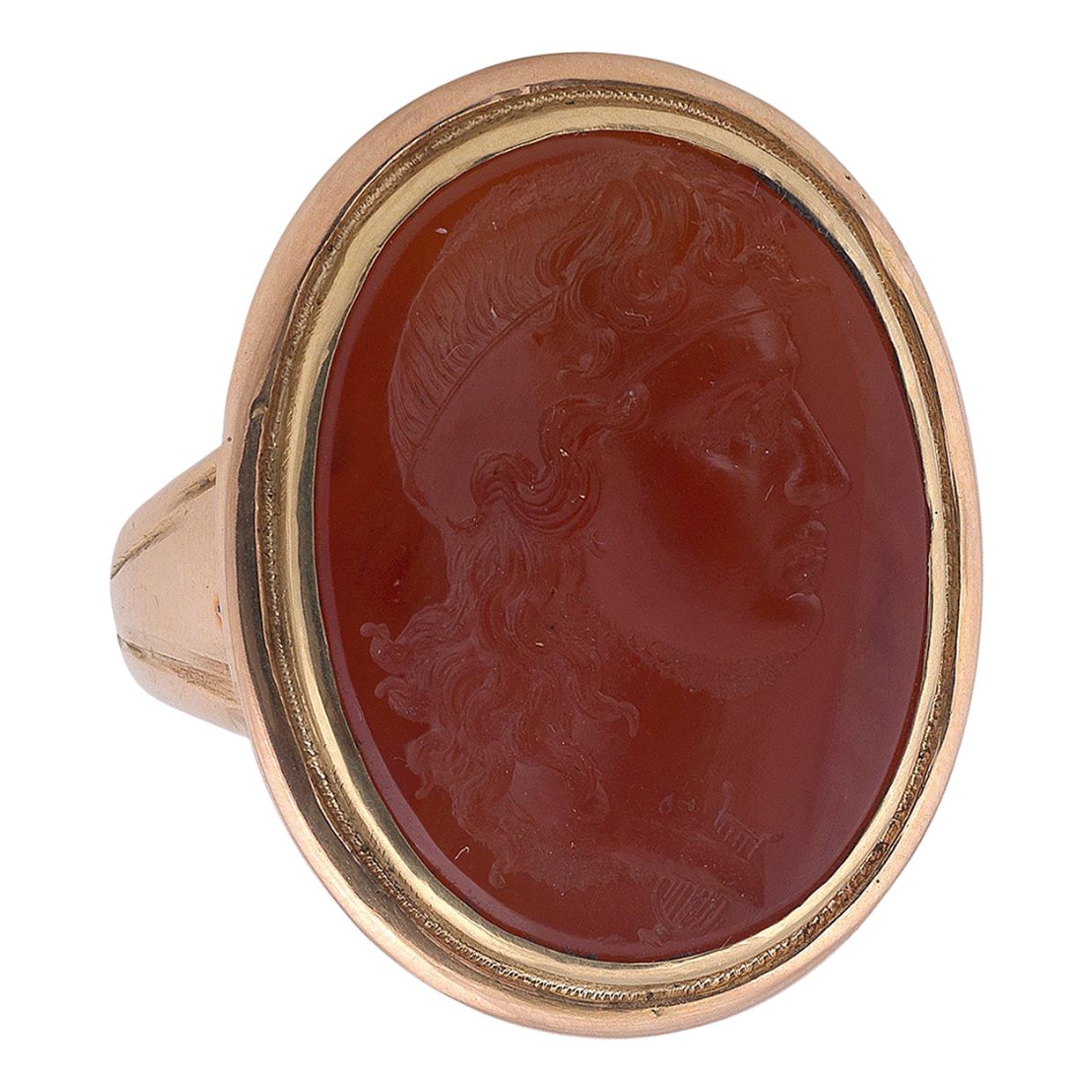 Antique Carnelian Intaglio Diamond Ring at 1stDibs