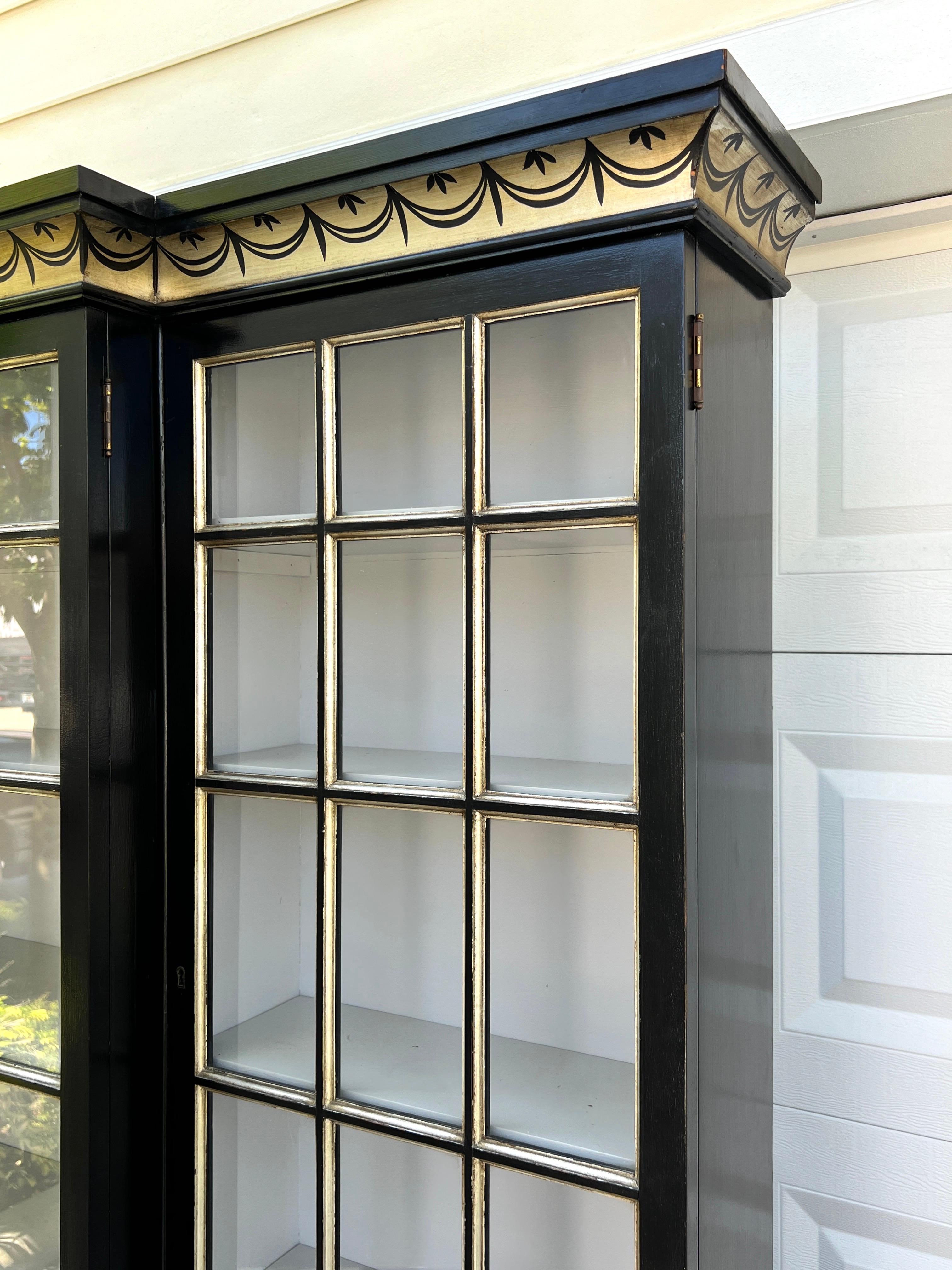 Neoclassical Hand-Painted Library Bookcase and Display Cabinet, English ...