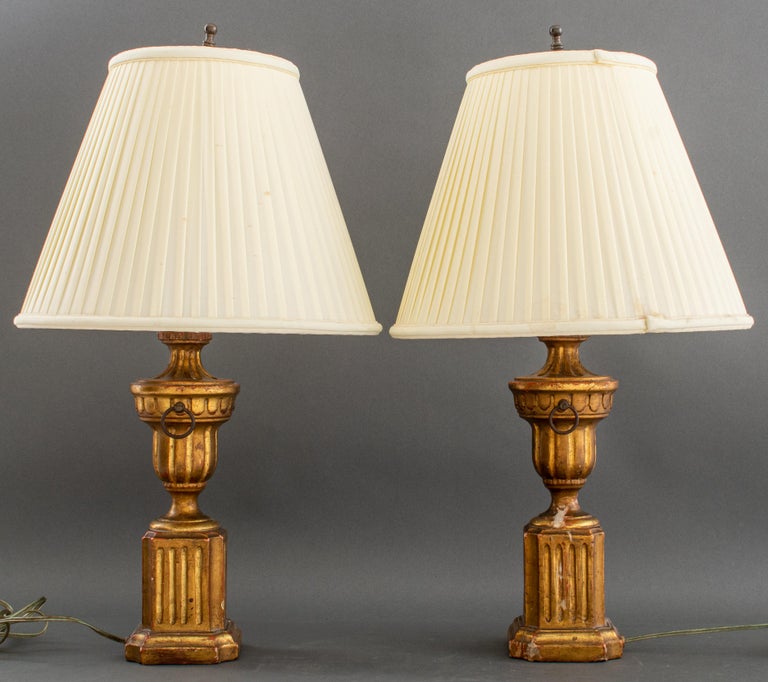 Neoclassical Manner Gilt Table Lamps, Pair For Sale at 1stDibs