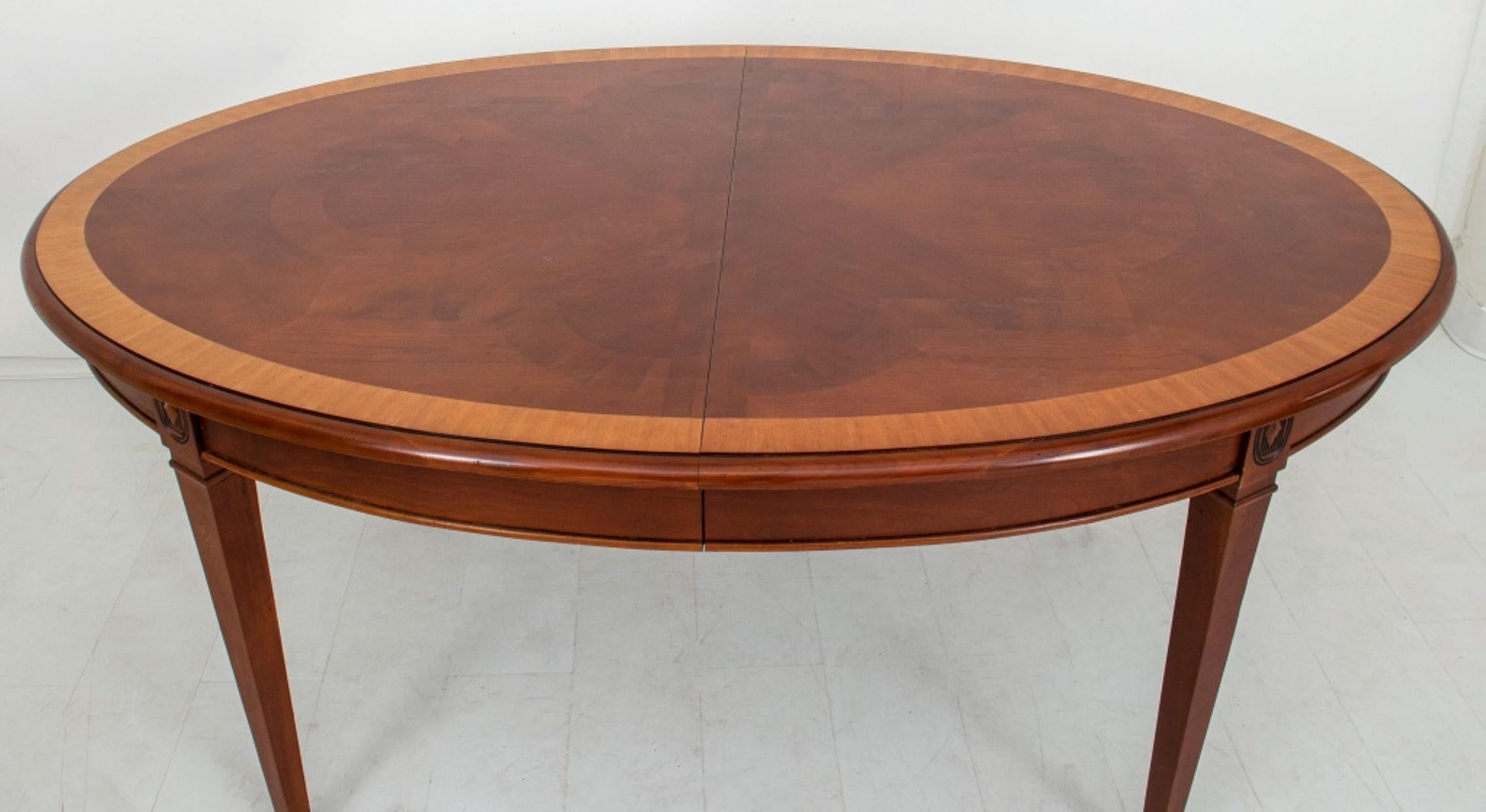 Neoclassical Manner Oval Veneered Dining Table at 1stDibs
