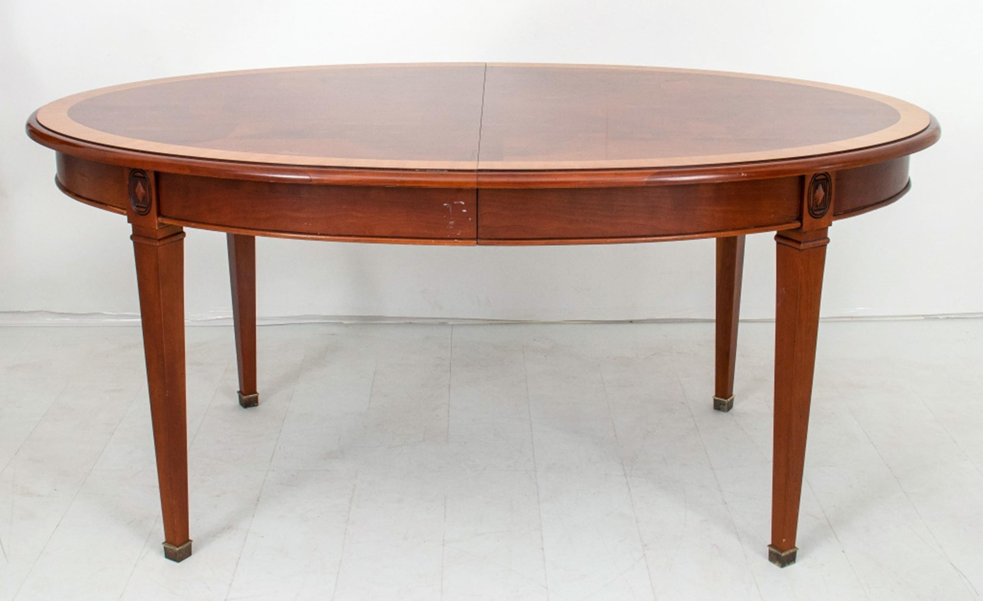 Neoclassical Manner Oval Veneered Dining Table at 1stDibs